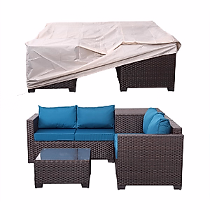 Patio Furniture Covers Outdoor Furniture Covers for Patio Furniture Waterproof Patio Set Cover fit for Patio Sectional Sofa Set Outdoor Dining Set, Khaki (83 x 83 x 28)