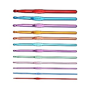 CHuangQi 12 Sizes Multicolor Aluminum Crochet Hooks, Knitting Needles Kit, Weave Yarn Craft Set, Random Color, 2-8 mm