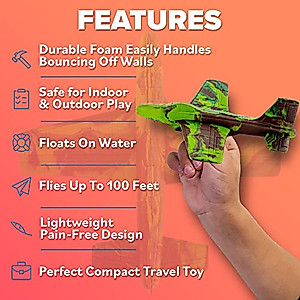 Stocking Stuffer Gifts For Boys: Foam Airplane Toy Glider Plane Styrofoam Airplanes for Kids. Launcher Air Planes Outdoor Army Toys for Kids. Military Gliders Game & Stocking Stuffers for All Ages