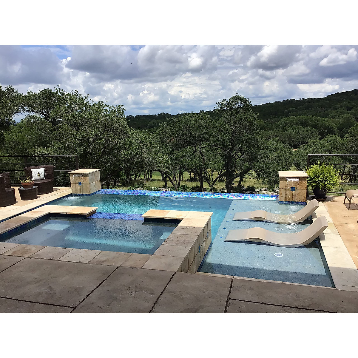 Aqua Outdoors- in-Pool Chaise Lounger - Pool & Sun Shelf Lounge Chair Designed for Water Depths Up to 9”-Compatible with All Pool Types - Poolside & Sun Deck Tanning - Set of 2 - Sandstone Granite