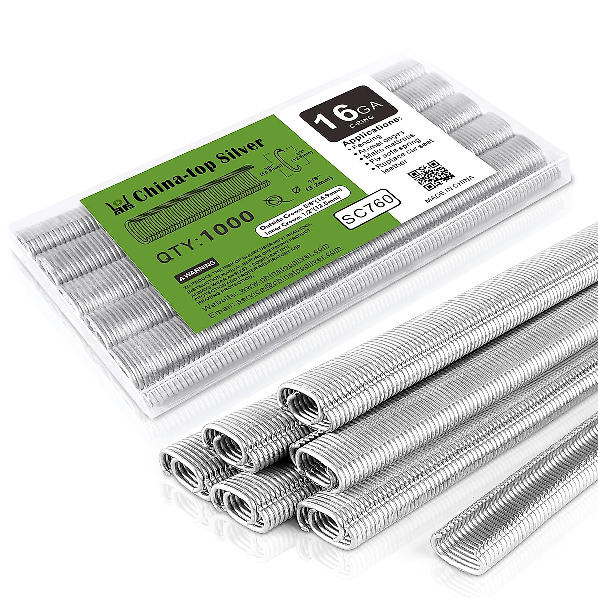 China-top Silver SC760 16 Gauge 5/8'' Crown C Ring Staples C-Rings Hog Rings