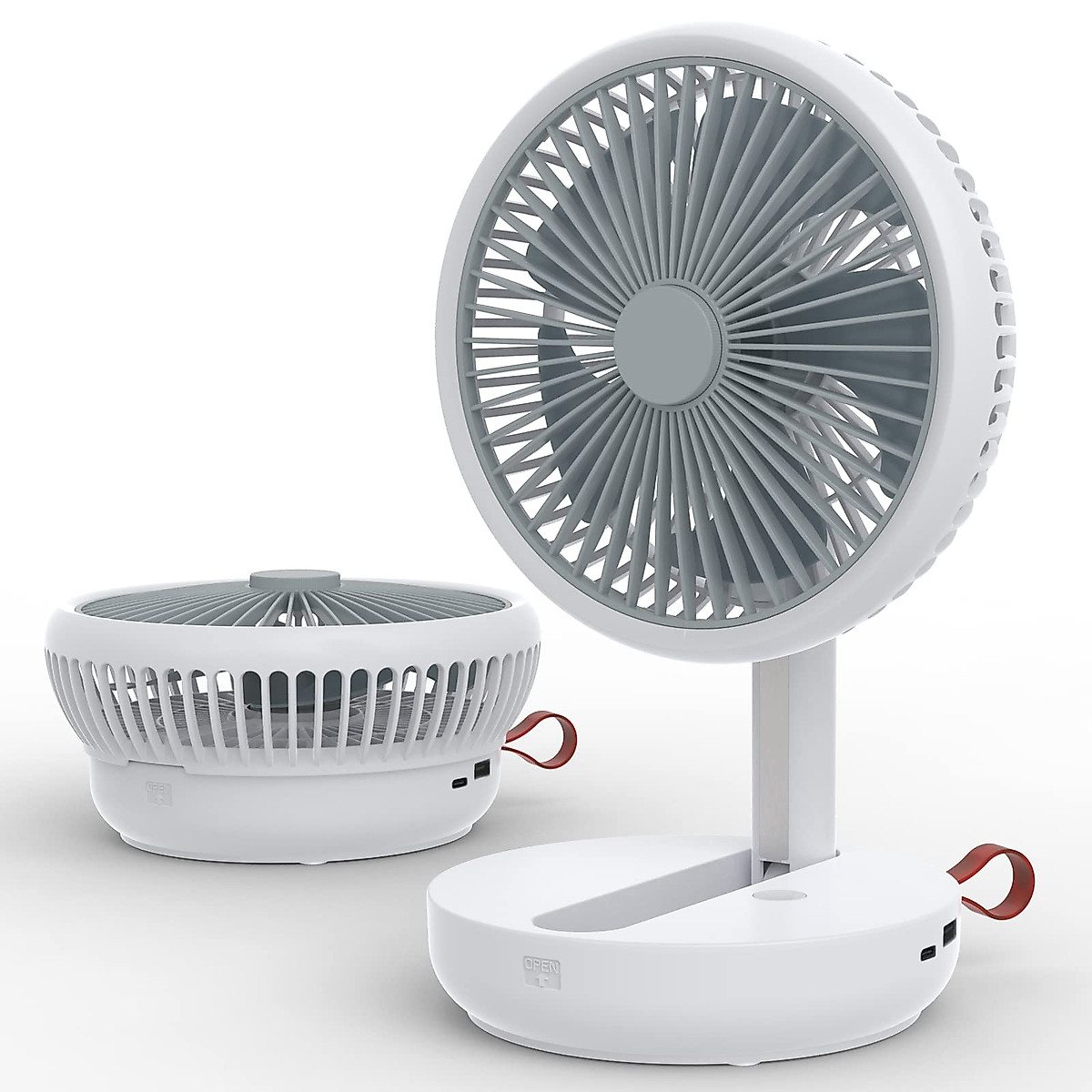 WONGSAM Aroma Diffuser Table Desk Fan, Portable Foldaway Fan, 3600mAh Rechargeable Battery Powered Personal Fan, 4 Speeds Adjusted USB Small Fan for Home Bedroom Travel Office Tent, White