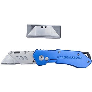 MARSHALLTOWN Folding Utility Knife, Folding Type, Aluminum Handle, Zinc Housing, Stainless Steel Skeleton, 9080