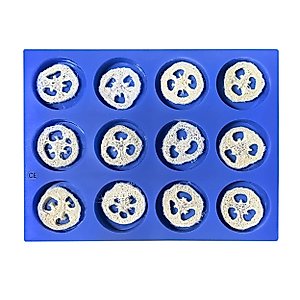 Crafters Elements Loofah Soap Kit Mold Includes - 12 Loofah Slices and Blue Mold Shaving Shave Disk Lotion Shampoo Bar 12 Cavity 4oz Bars Resin Mold Bar Soap Making Kit