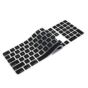 ProElife Ultra Thin Silicone Keyboard Cover Skin for 2023-2021 Magic Keyboard with Touch ID and Numeric Keypad Model-A2520 U.S Enter Protector (3 Keys ON The Left of The Space BAR) (Black)