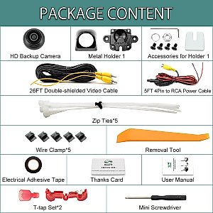 HD Backup/Front/Side View Camera, GreenYi AHD 720P Reverse Rear Cam for Car, SUV, RV, Trailer, Camper, Van, Pickup, Metal Shell, Adjustable Fisheye Lens, 170 Degrees Viewing Angle(Black)