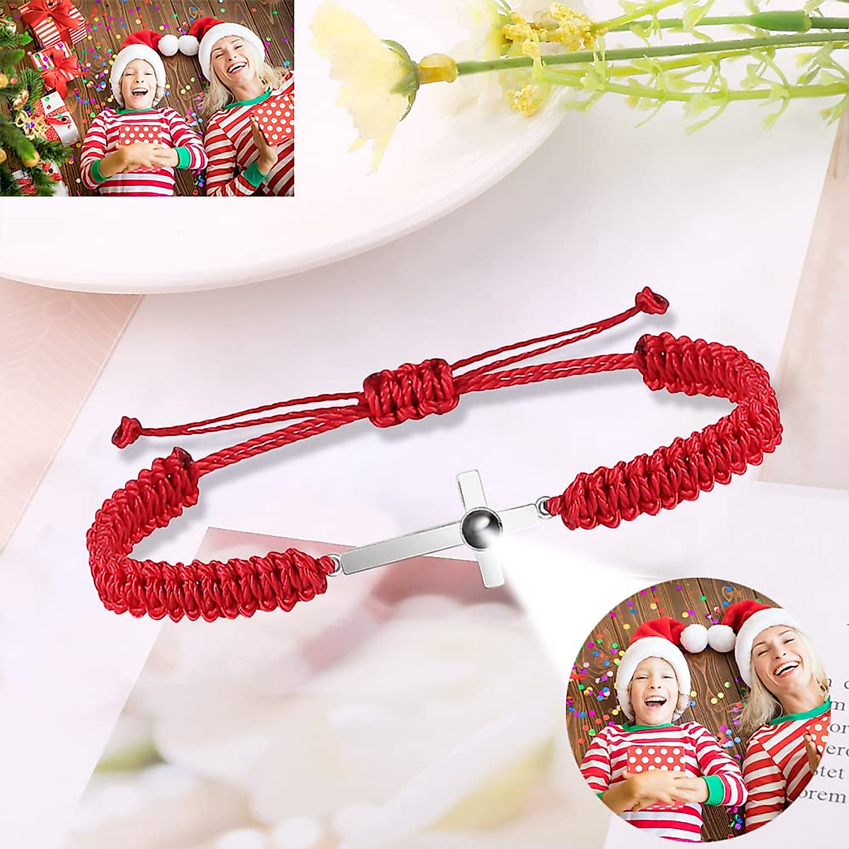 Certykllp Personalized Men Women Photo Cross Bracelet With Picture Inside Custom Photo Projection Bracelet With 100 Languages I Love You Memorial Picture Charm Bracelets Best Friend Gift