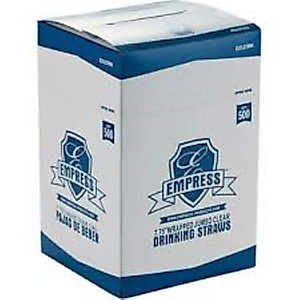 EPS775JWW Empress Earth 7.75" White Jumbo Paper Straws Wrapped 4/500 cs