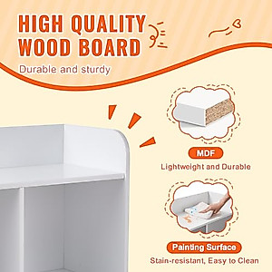 VEVOR Wood Kid Toy Storage Organizer with Bookshelf, 35" W Storage Cubby, Larger 5-Cubby Wood Toy Storage Cabinet, Children Book Toy Shelf for Kids Room, Playroom, Kindergarten, Nursery, White