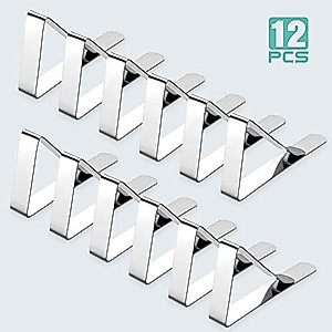12 Pack Tablecloth Clips - Heavy Duty Picnic Table Clips, Stainless Steel Table Cloth Cover Clamps, Table Cloth Holders Ideal for Restaurant Picnics Marquees Weddings Graduation Party