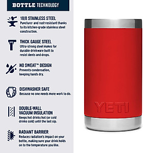 YETI Rambler Jr. 12 oz Kids Bottle, with Straw Cap, Canyon Red