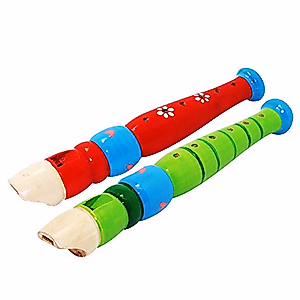 2 pcs Small Wooden Recorders for Toddlers, Colorful Piccolo Flute for Kids,Learning Rhythm Musical Instrument,Sealive Baby Early Education Music Sound Toys for Autism or Preschool Child (Random Color)