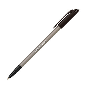 Office Depot® Brand Ballpoint Stick Pens, Medium Point, 1.0 mm, Black Barrel, Black Ink, Pack Of 60 Pens