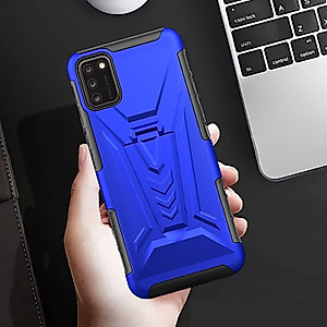 for Alcatel TCL A3X A600DL Case, with Tempered Glass Screen Protector Heavy Duty Protection Technology Built-in Kickstand Rugged Shockproof Protective Phone Case for Alcatel TCL A3X A600DL, (Blue)
