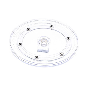 Kepfire 8 inch Acrylic Lazy Susan Turntable Clear Organizer Bearing Revolving Display Base Kitchen Pantry Cabinet Decorating Spice Cake Rack