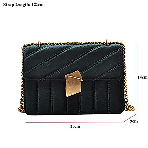 Kalyanam Luxury Handbags Velvet Crossbody Bag women Vintage bag Velour Special Lock Ladies Chain Messenger Bags, Small, Red