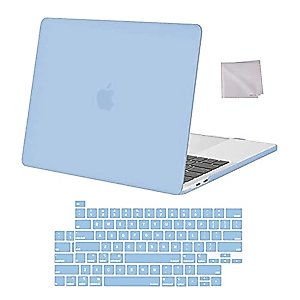 MOSISO Compatible with MacBook Pro 13 inch Case 2023, 2022, 2021-2016 M2 M1 A2338 A2251 A2289 A2159 A1989 A1708 A1706, Plastic Hard Shell Case & Keyboard Cover Skin & Wipe Cloth, Airy Blue