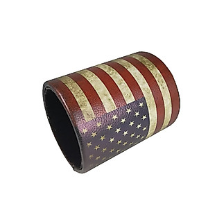 DreamsEden Vintage Pen Pencil Holder Cup Retro Pattern Desk Organizer for Home Office Bedroom (American flag Round)