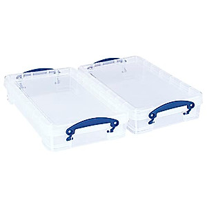 Really Useful Box 2.5 Litre Plastic Storage Box Clear (Pack of 2)
