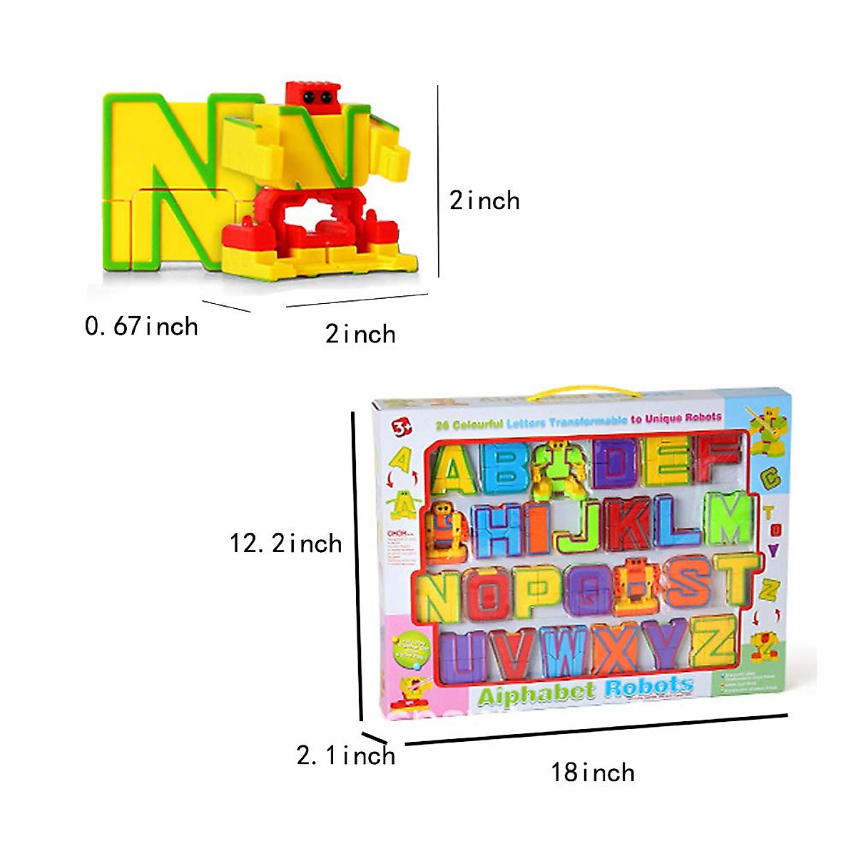 Odowalker Alphabet Robot Action Figures 26 Pieces 2" Letters Alpha Bots Educational ABC Preschool Learning Stem Montessori Classroom Teaching