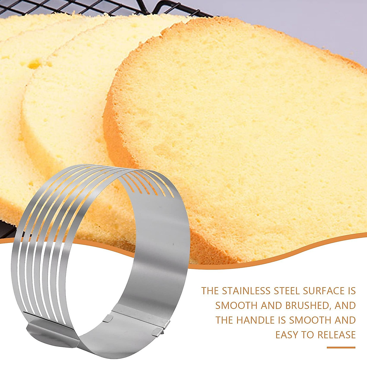 6 to 8 Inch Adjustable Cake Ring for Cutting Layers, Slicing and Leveling Cakes, Stainless Steel 7-Layer Cake Toast Slicer Leveler