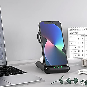 Wireless Charger, 3 in 1 Wireless Charging Station for iPhone 14/13/12/11/Pro/Max/Mini, Fast Wireless Charging Dock with 18W Adapter, Wireless Charger Stand for Apple Watch Series/Airpod 3/pro/2