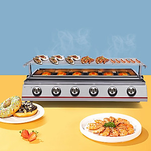 NATICRISI 6 Burner Gas BBQ Grill Stainless Steel Barbecue Picnic Table,Portable 6-Burner Table Top Gas Grill,Height Adjustable Gas Grill for Families, Barbecue Stores, Restaurants