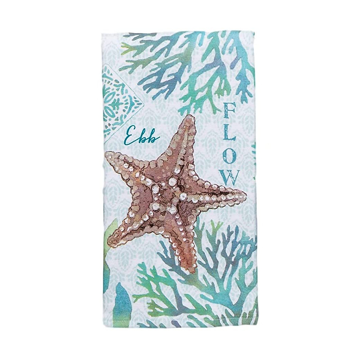 Bundle of 2 Sea Life Coastal Beach Dual Purpose Terry Kitchen Dish Towels, Starfish