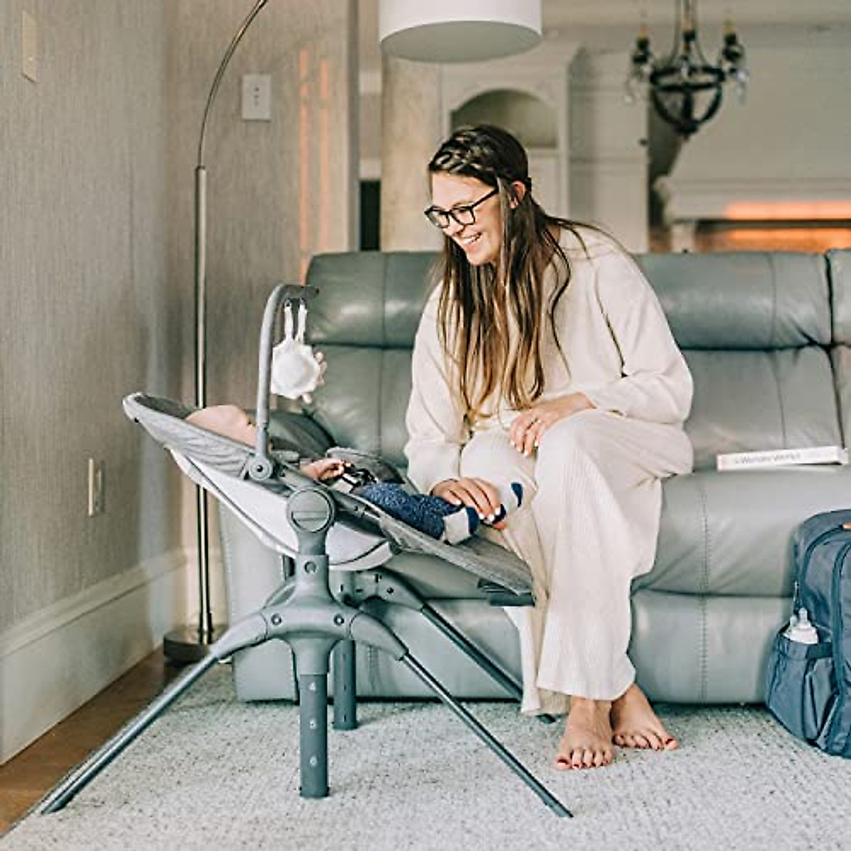 Baby Delight Bloom Baby Seat | Soothing and Adjustable Baby Chair | Portable and Compact | Charcoal Tweed
