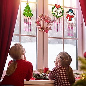 12 Packs Christmas Wind Chime Craft Kit, Decorate Your Own Ornaments,Christmas DIY Wooden Wind Chimes Kit Arts Crafts and Paint for Kids Birthday Christmas Party Favors