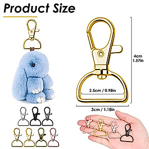 Swivel Clasp Hooks, Anezus 80Pcs Key Chain Clip Hooks, D Ring Clip Lanyard Hardware for Keychain Making, Lanyard Making, Purse Hardware, DIY Craft (1” Inside Width)