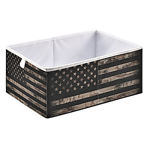 xigua American Flag Camouflage Cube Storage Bin Large Collapsible Storage Basket Toys Clothes Organizer Box for Shelf Closet Bedroom Home Office, 11 x 11 x 11 Inch