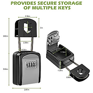 KeeKit Key Lock Box, Upgraded Key Safe Box with Removable Buckle, Resettable Code Key Storage Lock Box Waterproof with 4 Digit Combination, 5 Key Capacity for Home, Warehouse, Indoor & Outdoor