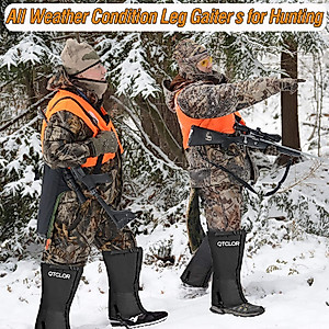 Leg Gaiters Waterproof Snow Boot Gaiters for Snowshoeing, Hiking, Hunting, Running, Motorcycle Anti-Tear Oxford Fabric, TPU Instep Belt Metal Shoelace Hook Adjustable top Buckle Strap for (Black, XL)