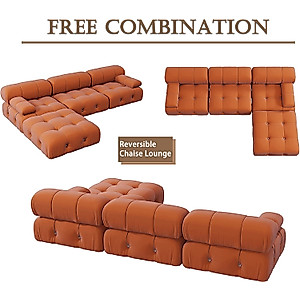 BOKIFOL Sectional Sofa, Modular Sectional Couch with Ottomans- L Shaped Couch for Living Room, 4 Seater Sofa Sets,104"(Orange)