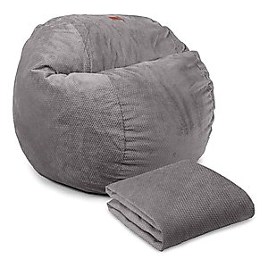 CordaRoy's Chenille Bean Bag Cover (Bean Bag Sold Separately) - Cover for Convertible Bean Bag Chair & Bed - Machine-Washable Chenille Fabric - for Basement, Living Room, Dorm - Queen - Charcoal