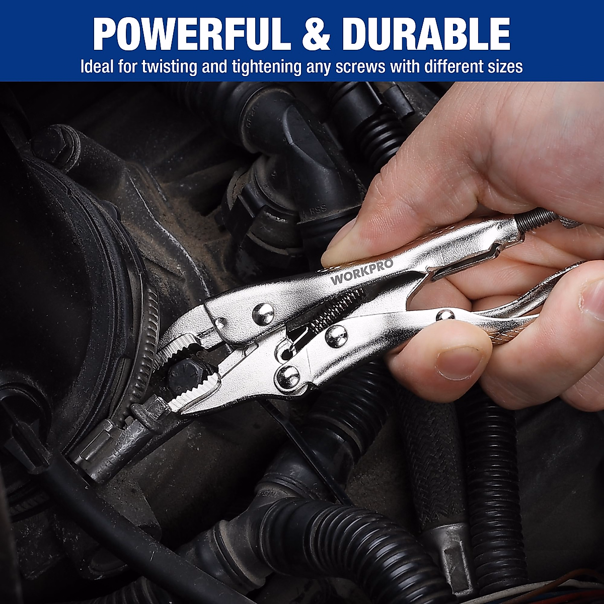 WORKPRO Locking Pliers, 4-inch Curved Jaw Vice Grips pliers, Chromium-Vanadium Steel Locking Pliers with Wire Cutter, Locking Adjustable Vise Grips for Clamping Twisting Welding