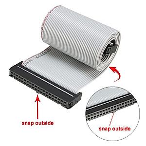 Tool parts IDC Gray Wire Flat Ribbon Cable 40 Pins 66cm Length 2.54mm Pitch 2pcs Type-C