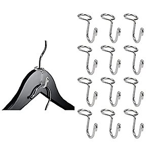 MOROBOR 12Pack Clothes Hanger Connector Hooks, Stainless Steel Stable Hanger, Silver Metal Outfit Hangers Extender Clips Mini Cascading Hanger Hooks Suitable for Closet Organizer and Storage