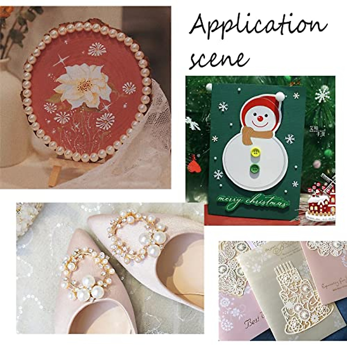 PH PandaHall Craft Pearls Flatback, 690pcs Half Round Pearl Beads 6 Sizes Pearl Cabochon Faux Pearl Beads for DIY Scrapbook Phone Case Wedding Decor Hair Accessory Nail Art, Beige, 4/5/6/8/10/12mm