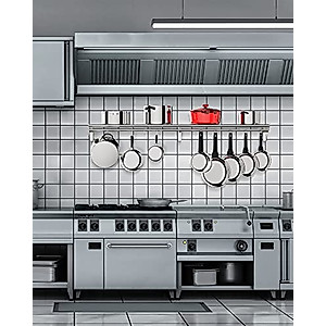 MegaChoice Stainless Steel Wall Shelf, 12'' x 60'', 210 lbs Load NSF Heavy Duty Commercial Wall Mount Shelving with 10pcs Hook, for Restaurant, Home, Kitchen, Hotel, Laundry Room, Bar