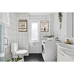 Funny Toilet Rules Warning Sign Metal Tin sign Retro Funy Bathroom Decor for Bar Cafe Pub Home 8x12 Inch