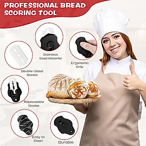 Black Magnetic Bread Lame Slashing Tool Dough Scoring Tool with 5 Razor Blades, Professional Bread Lame for Dough, Sourdough Bread Baking & Bread Making Tools