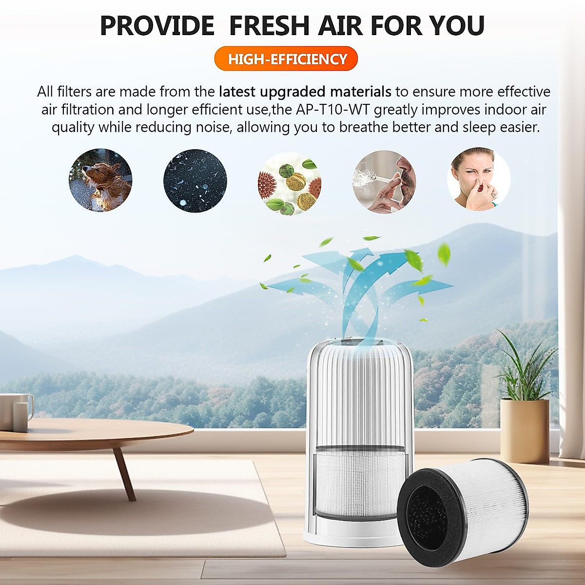 AP-T10FL AP-T10 Air Purifier Filter Replacement for Homedics Air Purifier by Blutoget - Fit for Homedics Total Clean Air Purifier AP-T10-BK AP-T10-WT-360 Degree H13 True HEPA with Activat Carbn 2Pack