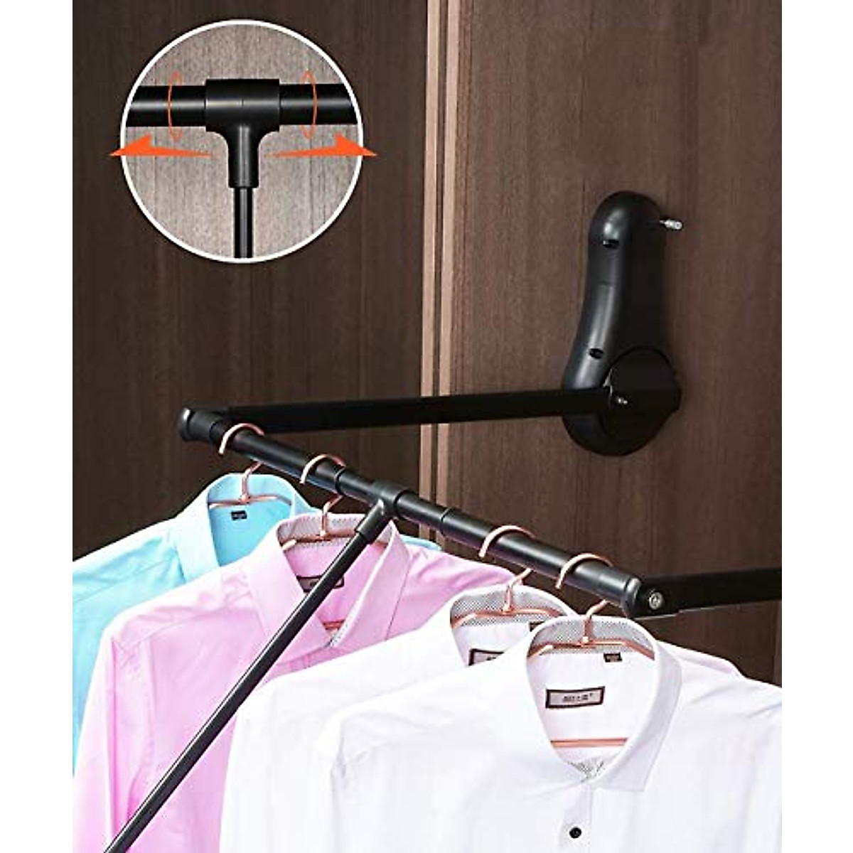 Drop-Down Wardrobe Hanger, Adjustable Aluminum Closet Storage Rack, Large Retractable Cloth Hanger, Save Space, Load 30KG (Size : 510-650mm)