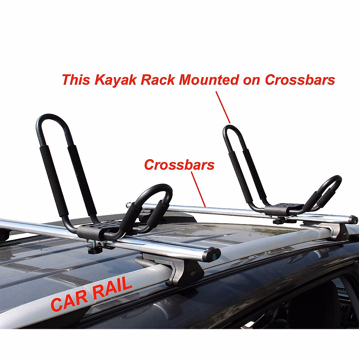 TMS J-Bar Rack HD Kayak Carrier Canoe Boat Surf Ski Roof Top Mounted on Car SUV Crossbar