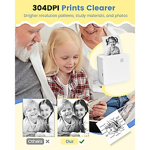 Memoking Photo Sticker Printer Machine - 2" Mini Printer - HD 300dpi Sticker Maker Machine for Pad&Phone - M02 Pro Portable Mini Pocket Thermal Printer White - Inkless Bluetooth Printer for Photos,DIY