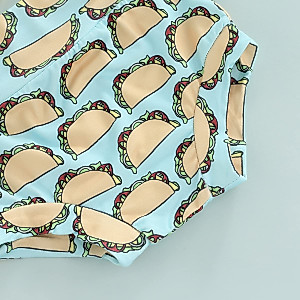 FIOMVA Newborn Baby Girl Clothes Letter Print Tassel T-shirt Top Shorts Headband 3Pcs Summer Outfit Set for Infant 0-24M (Taco-Yellow,0-6 Months)