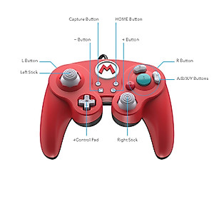 Wired Fight Pad Pro - Official Nintendo Switch Controller - Classic Gamecube Style Retro Controller - Perfect for Super Smash Bros & Mario Party - OLED Compatible
