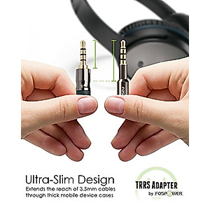 FosPower (1 Pack 3.5mm Male to Female Auxiliary Stereo Audio Headphone Jack AUX Adapter [4-Conductor TRRS | 24K Gold Plated Plug] for iPhone, Smartphones, Tablets, Speakers, Microphone & Card Readers